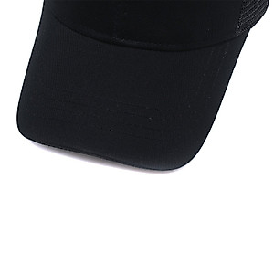 Custom Snapback.Embroidered.Womens Ponytail Messy High Bun Mesh Trucker Hats Baseball Ponycaps Black