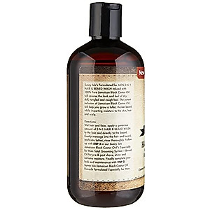 Sunny Isle Jamaican Black Castor Oil 2-N-1 Hair & Beard Wash 12oz | Cleanses, Hydrates, Moisturizes Hair & Skin | Detangles Beard | Paraben & Sulfate FREE