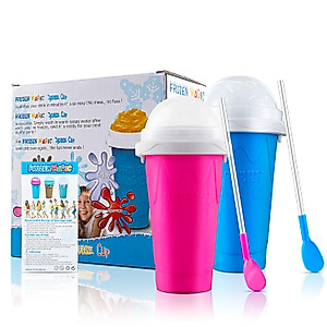 Slushy Maker Cup - TIK TOK Quick Frozen Magic Cup, Double Layers Slushie Cup, DIY Homemade Squeeze Icy Cup, Fasting Cooling Make And Serve Slushy Cup For Milk Shake, Smoothies, Slushies (350 ml, 2)