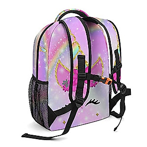 Custom Kid's Backpack, Pink Unicorn Rainbow Personalized Backpack Add Your Name, Customization Backpack for Boys Girls Student