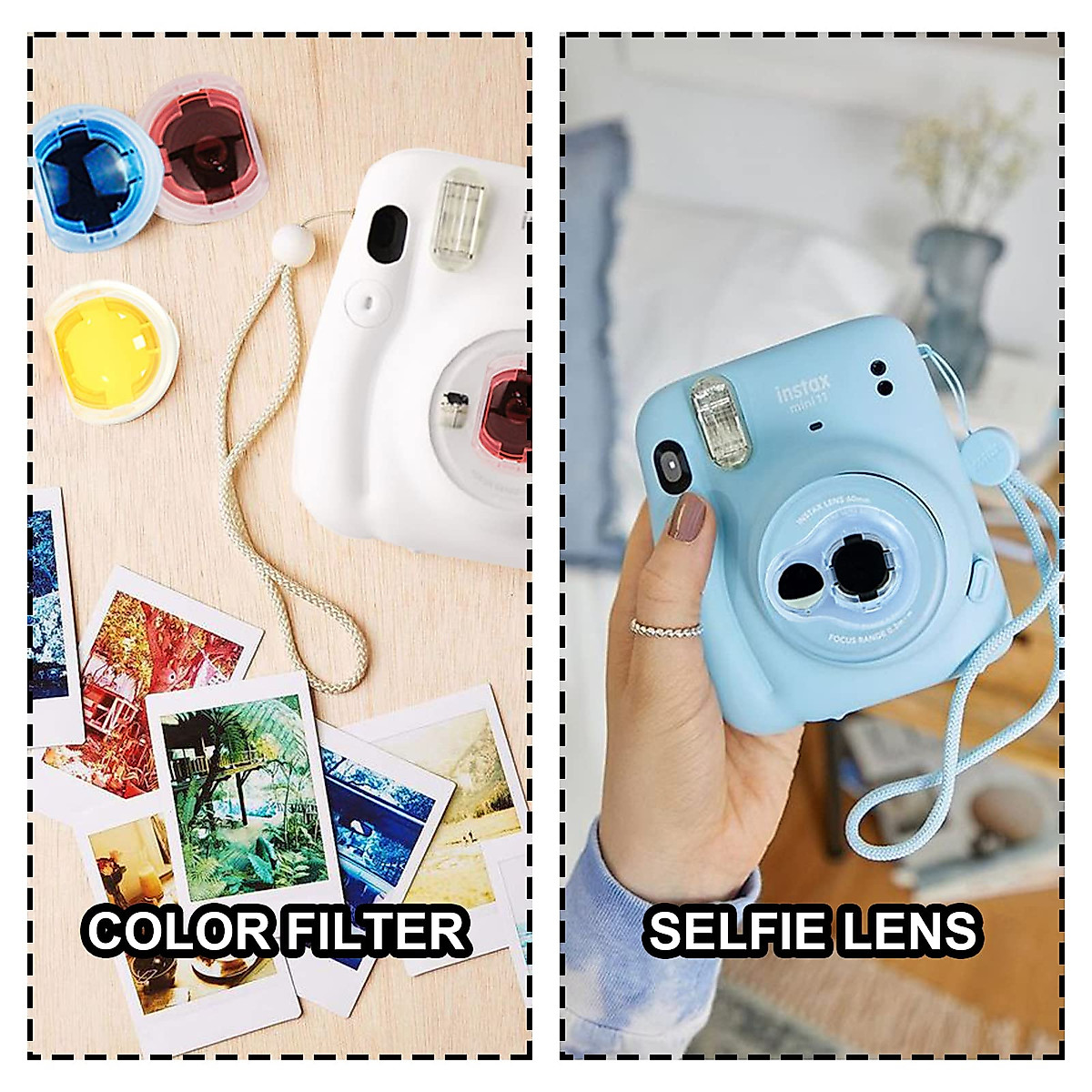 CAIYOULE Accessories Kit for Fujifilm Instax Mini 11 Instant Camera Include Protective PU Leather Case & Mini Album & Frames & DIY Sticker & Filter(Shiny Purple)