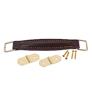 Amplifier Handle Leather Strap PU Leather Handle Replacement Parts with Mounting Screws for Guitar Audio Amplifier, 1 pcs (Coffee)