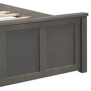 Harper & Bright Designs Twin Bed with Storage Drawers, Solid Wood Platform Bed Frame with Headboard and Footboard- Gray