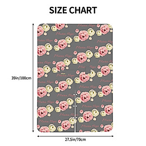 TOMASIAN Personalized Pink & Yellow Rose Baby Car Seat Canopy for Babies with Name, Custom Floral Multi-use Blankets Girls, Minky Nursing Breastfeeding Stroller Cover Canopies Newborn, 27.5inx39in