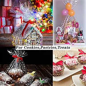 CMFYHM Clear Cellophane Wrap Roll(34" x 120’Ft) 3Mil Polka Dot Cellophane Roll, Cellophane Roll, Gift Wrap Roll, Cellophane Wrap for Gifts, Baskets, Flowers, Party Decorations