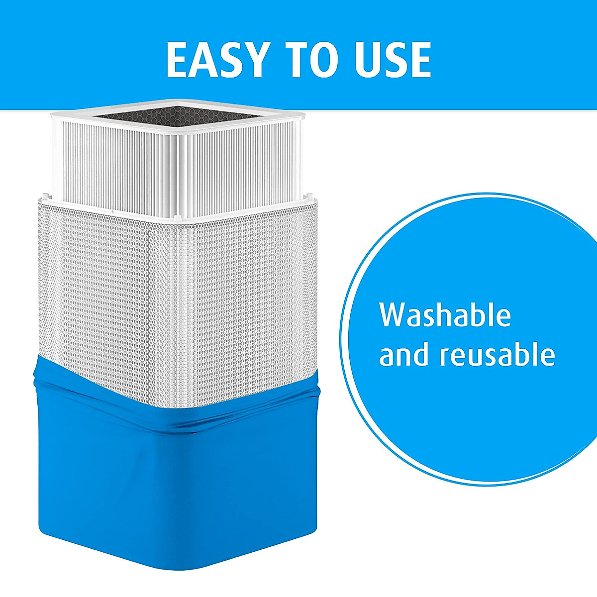 4 Pack 121 Replacement Washable Pre-Filter for Blueair Blue Pure 121 Air Purifier, Removes Pollen, Dust, Pet Dander (Lunar Rock, Diva Blue)