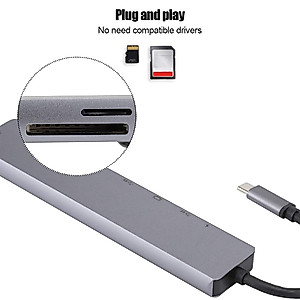 8 in 1 HUB, USB3.0 HDMI HUB Multiport Adapter, Plug-and-Play Memory Card Reader for Laptop with Aluminum Alloy Case.