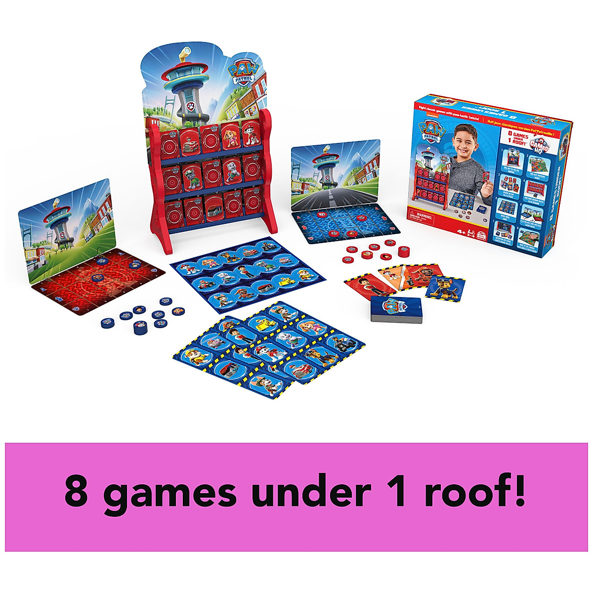 Spin Master Games PAW Patrol, Games HQ Board Games for Kids Checkers Tic Tac Toe Memory Match Bingo Go Fish Card Games PAW Patrol Toys, for Preschoolers Ages 4 and up