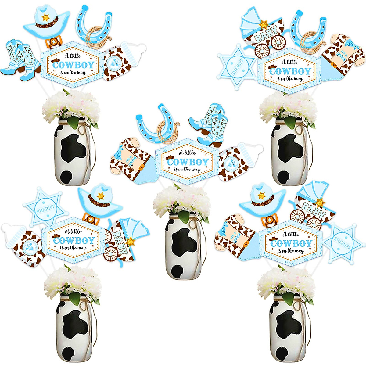 Cowboy Baby Shower Centerpieces - Western Centerpieces for Tables, Western Little Cowboy Baby Shower Theme Centerpieces Table Decorations, Wild West Cowboy Rodeo Theme Table Topper
