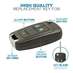 Keyless2Go Replacement for Keyless Remote 3 Button Flip Car Key Fob for OHT01060512 (2 Pack)