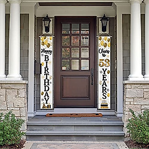 LASKYER Happy 53rd Birthday Door Banner - Cheers to 53 Years Old Birthday Front Door Porch Sign Backdrop,53rd Birthday Party Decorations.