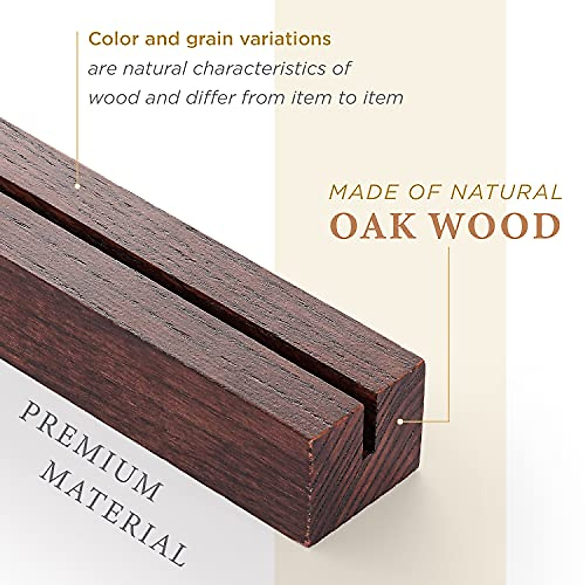 Tidita Place Card Holder 4.8x1.2x1- Wood Acrylic Sign Holders 20 Pack - Oak Wood Table Card Display Stands, Perfect for Table Number Signs, Wedding Party Events - Acrylic Sign NOT Included (20)