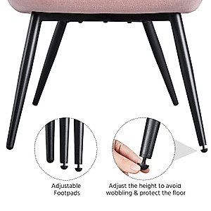 Yaheetech Accent Chair, Modern and Elegant Armchair, Linen Fabric Vanity Chair, Comfy Living Room Chair with Metal Legs and High Back for Living Room Bedroom Office Waiting Room, Set of 2, Pink
