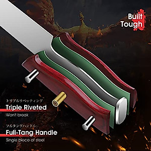 Huusk Cimitar Breaking Knife 12 inch, Curved Butcher Knife for Meat Cutting Sharp Brisket Knife Carving Knife Full Tang Meat Cleaver with Rosewood Handle for Meats Big Vegetables Christmas Gift