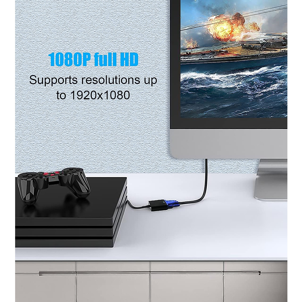 HONGDE HDMI to VGA, Gold-Plated HDMI to VGA Adapter (Male to Female) for Computer, Desktop, Laptop, PC, Monitor, Projector, HDTV, Chromebook, Raspberry Pi, Roku, Xbox and More - Black，3 Pack