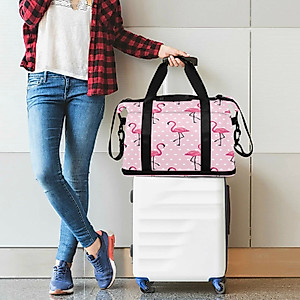 Kigai Beautiful Tropical Flamingo Gym Bag for Women & Men,Waterproof Sports Travel Duffel Bag, Weekender Overnight Bag with Wet Pocket for Travel, Gym, Yoga,Swimming