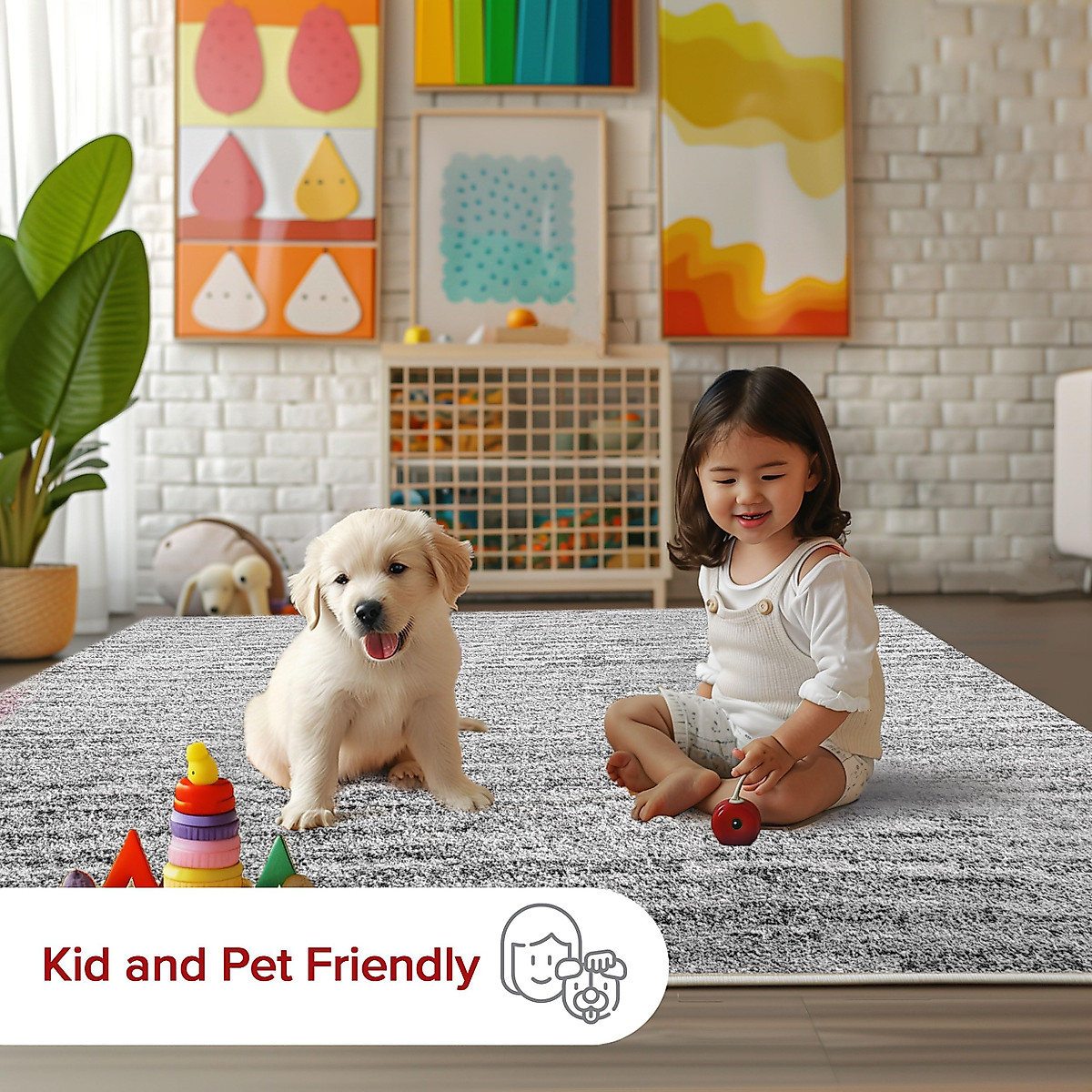 nuLOOM 2' x 3' Performance Indoor Area Rug, Non-Shed, Power Loomed High-Traffic Area Rug for Living Room, Bedroom, Home, Sherill Grey