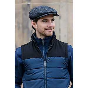 Mucros Weavers Kerry Cap Charcoal Herringbone X-Large
