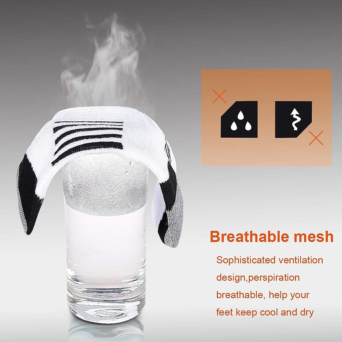 COOVAN Mens Ankle Athletic Socks Low Cut Cushioned Breathable Running Sports Socks 6 Pack