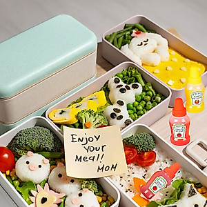 WXOIEOD 4 Pieces Mini Condiment Bottles, Mini Ketchup Bottle, Small Condiment Squeeze Bottles Sauce Container for Lunchbox Bento Box Accessories Travel Honey Salad Dressing