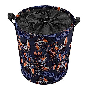LynaRei Laundry Hamper Cool Game Joystick Small Dirty Clothes Storage Basket Loyal Game Lover Collapsible Waterproof Toy Organizer for Boys And Girls Bedrooms, Bathroom