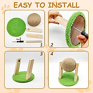 BNOSDM Rabbit Scratch Toy Natural Sisal Wood Rabbit Scratching Ball Toy Bunny Scratcher with Ball for Indoor Rabbits Bunnies Kittens Ferrets Chinchillas Small Animals (Small)