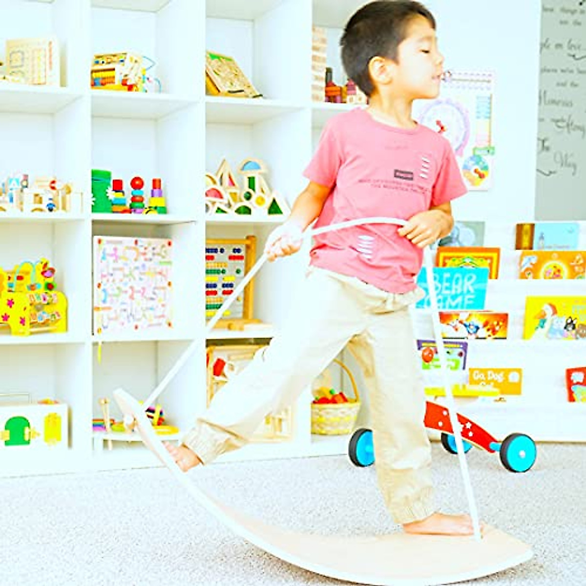 Ivy Standard Wooden Balance Board Wobble Board for Kids Toddlers, Teens, Adults, Wood Kids Toys for Kids Wobble Balance Board Kids - Kids Wooden Toys Montessori Waldorf Learning Toys Rocker Board for Yoga Exercise Physical Therapy (Kid-Toodler-Teen, Woode