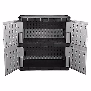 Rubbermaid Freestanding Storage Cabinet with Doors, 18"D x 36"W x 37"H, Medium, Gray/Black, Two-Shelf Lockable Cabinet for Indoor/Outdoor/Garage Storage for Garden Tools/Lawn Care Accessories