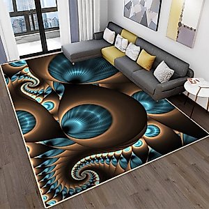 MJKIODPEV Area Rugs Abstract Blue Brown Like Several Holes Floor Carpet Soft Non-Slip Indoor/ Outdoor Floor Mat for Living Room Bedroom Dorm Decor 63inx94in,Multi