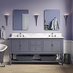 Kitchen Bath Collection Beverly 72-inch Double Bathroom Vanity (Marine Gray/Carrara): Includes Marine Gray Cabinet with Authentic Italian Carrara Marble Countertop and White Ceramic Sinks