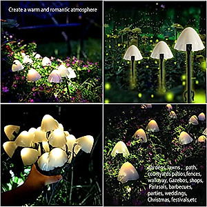 Raising Witt Solar Mushroom Fairy String Lights 20Led Outdoor Waterproof 16Feet 8Modes Solar Powered In Ground Lights Decoration for Garden Patio Yard Landscape Lawn Path Wedding Party Christmas(warm)