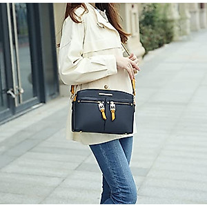 MKF Crossbody Bag for Women – PU Leather Pocketbook Handbag – Designer Side Messenger Purse, Shoulder Crossover Olive Green-Mustard