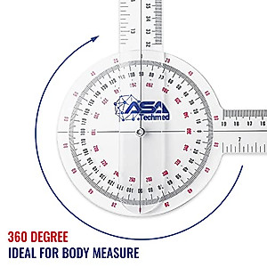 ASA TECHMED Goniometer Set 4 Pieces 12", 8", 6" Body Measuring Tape - Physical Therapy, Occupational Therapy, Fitness, Medical Protractor Angle Ruler
