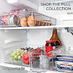 SIMPLEMADE Clear Refrigerator Organizers, 2 Pack Large Sized 8" x 12" Clear Bins for Fridge, Containers for Fridge and Freezer, Multipurpose Storage for Kitchen, Office, Bathroom