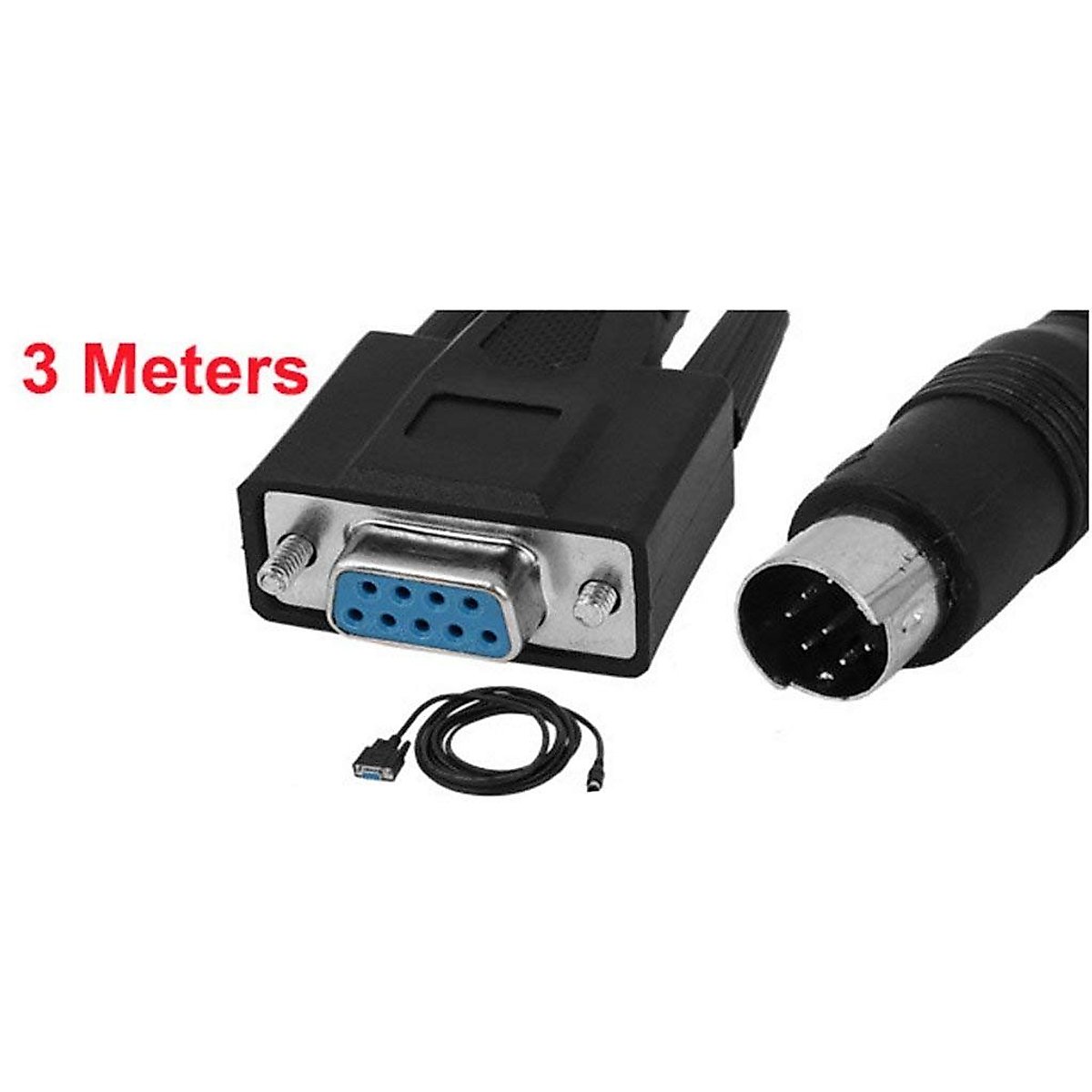 xjs XJSXZC 8P Mini Din Male to Female DB9 RS232 PLC Programming Adapter Cable 10Ft (DB9 RS232)