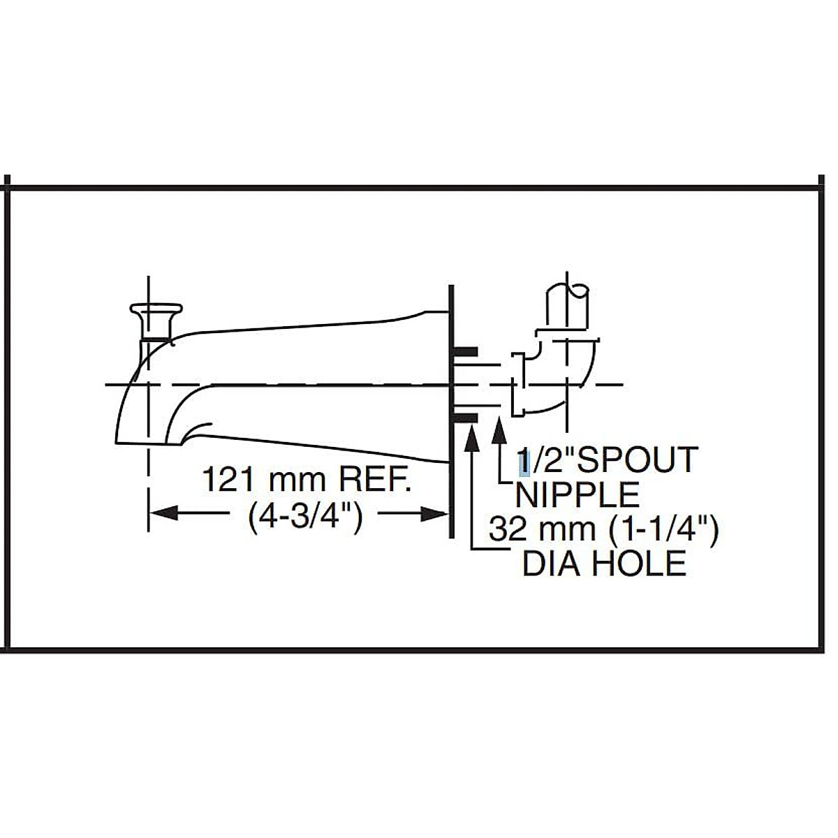 American Standard 8888026.002 Bath Slip-On Diverter Tub Spout, 4 in, Polished Chrome (For 1/2" copper water tube)