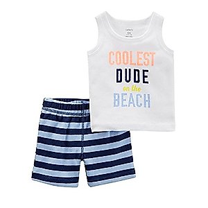 Carter's Baby Boys 2pc Cotton Short Set Coolest Dude on The Beach Crab on Behind (6M)
