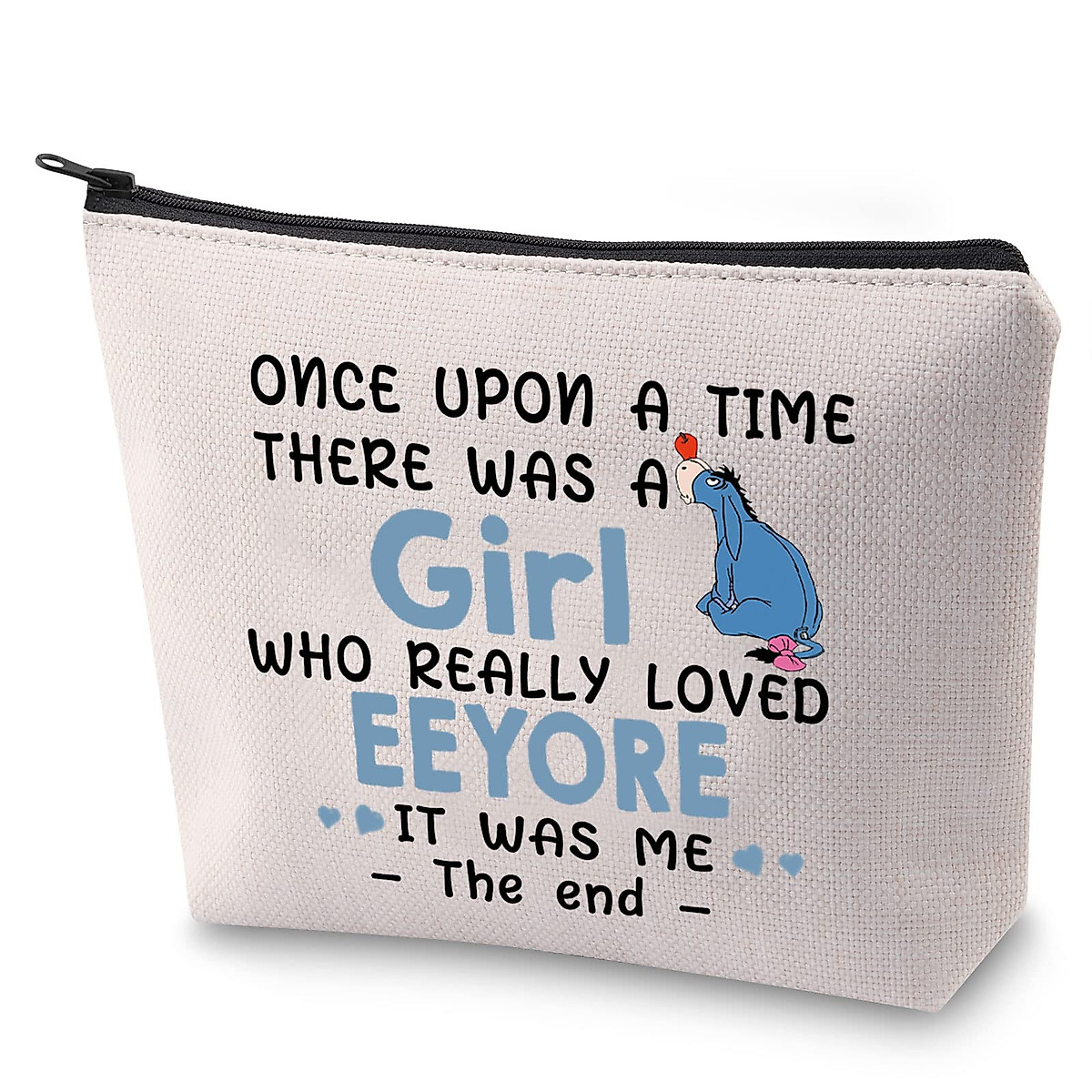 ZJXHPO Funny Cartoon Character Lover Gift There Was A Who Really Loved Zipper Pouch Cartoon Donkey Makeup Bag (ONCE-Cartoon)