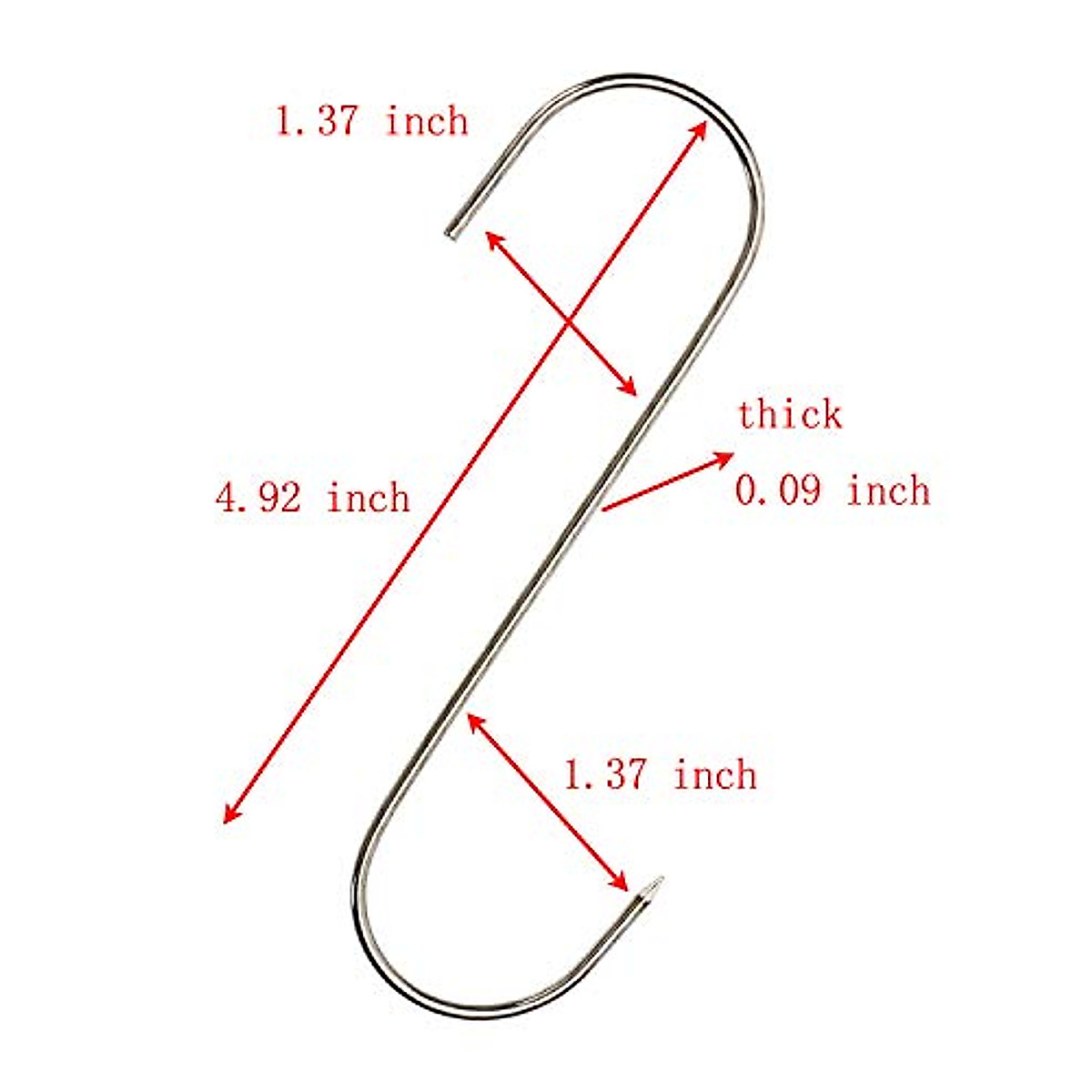 ONLYKXY 4.5 Inch Meat Hook, 20 Pieces Meat Hooks for Butchering Hanging Beef, Stainless Steel S Hooks Utility Hooks for Meat Processing (20)