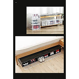 stackable sports shoe box, rear-opening magnetic door shoe box,Transparent Shoe Storage Container , large sturdy storage box | Family organization and storage (black, 4Piece)