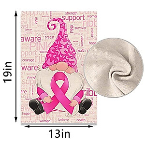 Vohado Breast Cancer Awareness Garden Flag Faith Love Hope Pink Ribbon Decoration Double Sized Yard Outdoor Decor