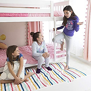 Max & Lily Bunk Bed, Twin-Over-Twin Wood Bed Frame For Kids With Trundle, White