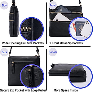 Solene Crossbody Bag Functional Multi Pocket Double Zipper Purse with Adjustable Strap-WU085(Black)