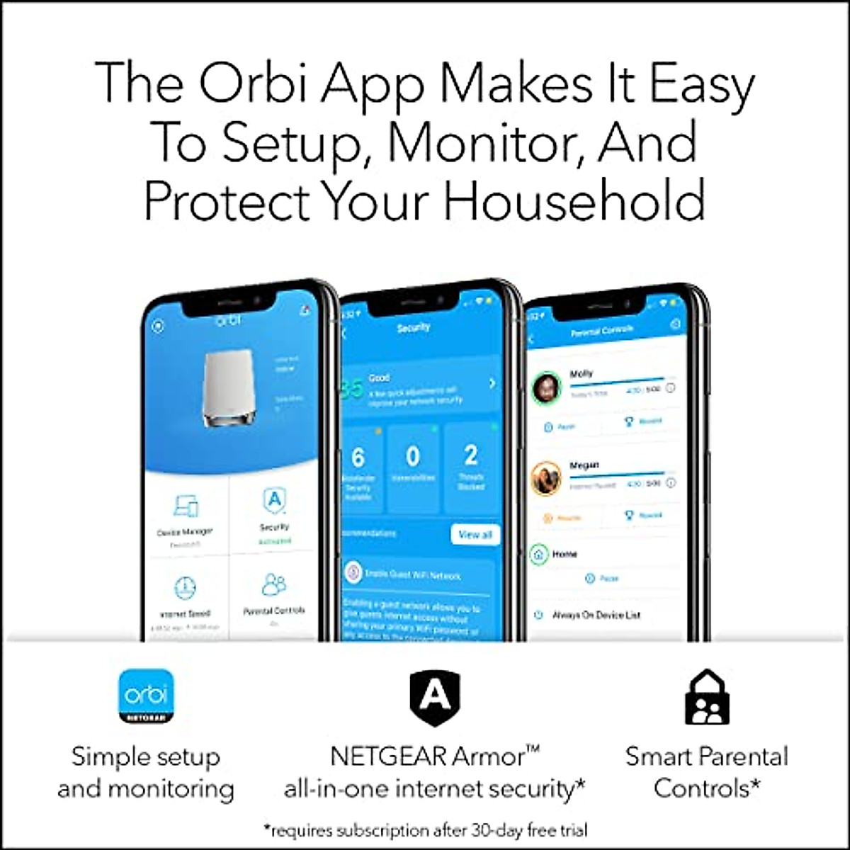 NETGEAR Orbi Whole Home Tri-band Mesh WiFi 6 System (RBK752) – Router with 1 Satellite Extender | Coverage up to 5,000 sq. ft., 40 Devices | AX4200 (Up to 4.2Gbps)