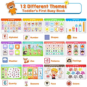 Busy Book for Toddlers Montessori Toys for 1 2 3 4 Year Old, Preschool Learning Activities Binder Montessori Toys for Toddlers, Quiet Books for Toddlers Travel, Birthday Gifts for 1 2 3 4 Boys& Girls