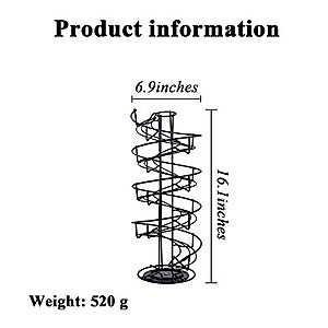 4-Layer Egg Holder Display Rack with Spiral Design, Large Capacity Up to 25 Eggs, 360 Degree Rotating Egg Storage Rack- Black