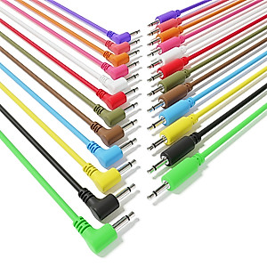 ExcelValley - Hybrid Mono Modular Patch Cables - TS 3.5mm 1/8" - Eurorack Synth Synthesizer [12-Pack | 20 cm - 7.87"]