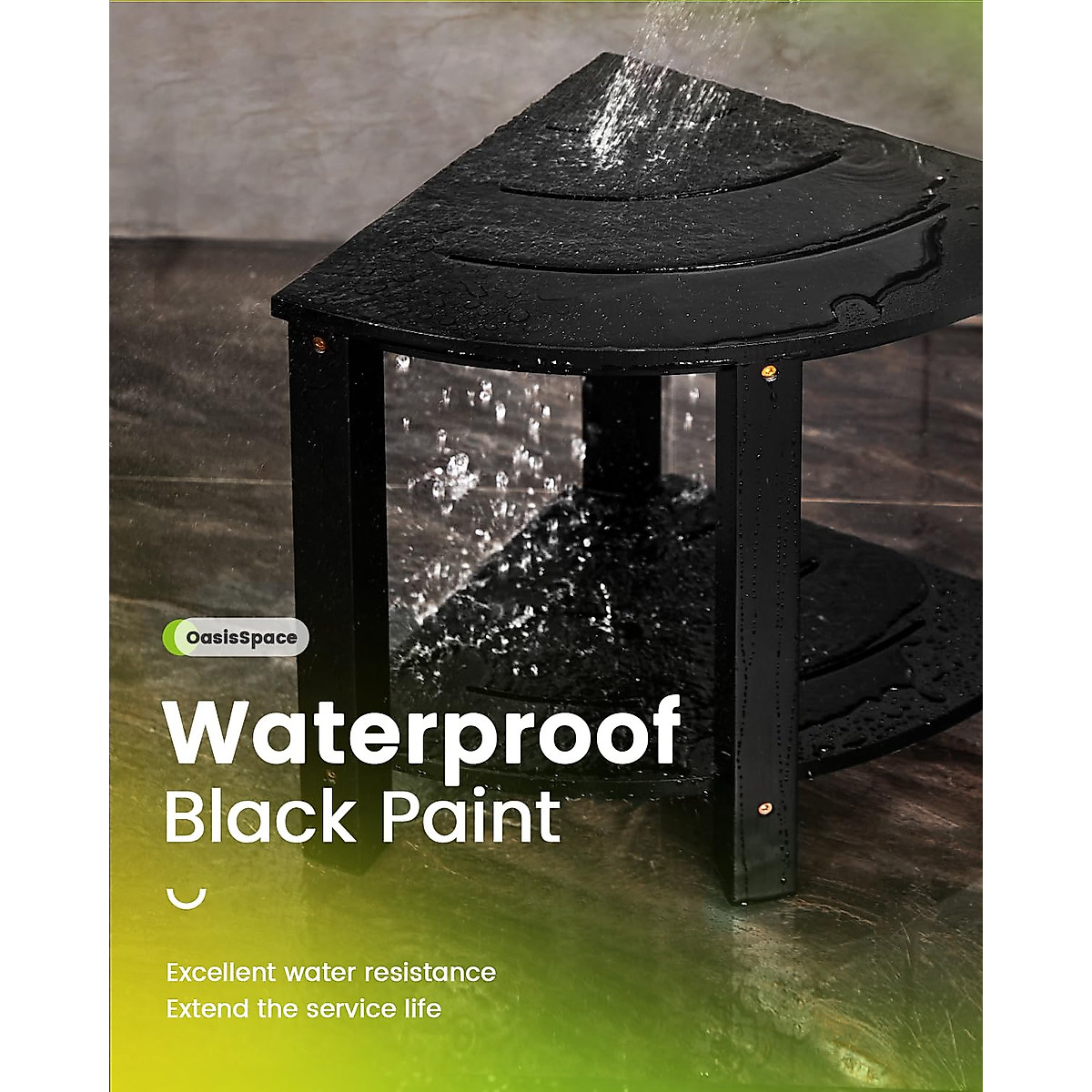 OasisSpace Bamboo Corner Shower Seat Shower Stool, Shaving Stool with Non-Slip Feet, Wood 2-Tier Seat with Storage Shelf for Bathroom, Living Room, Bedroom, Used for Seat or Organizer