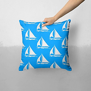 iiRov Blue Vector Sailboats - Custom Decorative Home Decor Indoor or Outdoor Throw Pillow Cover Plus Cushion Set for Sofa, Bed or Couch (Pillow CASE Cover Plus Cushion)