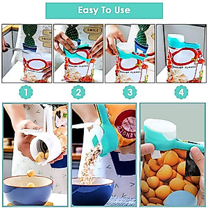 Kitchen Chip Bag Clips with Pour Spouts - 4 PCS Plastic Cap Sealer Clips for Food Storage